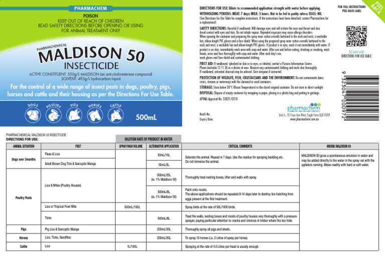 Maldison 50 Insecticide Instructions | PDF
