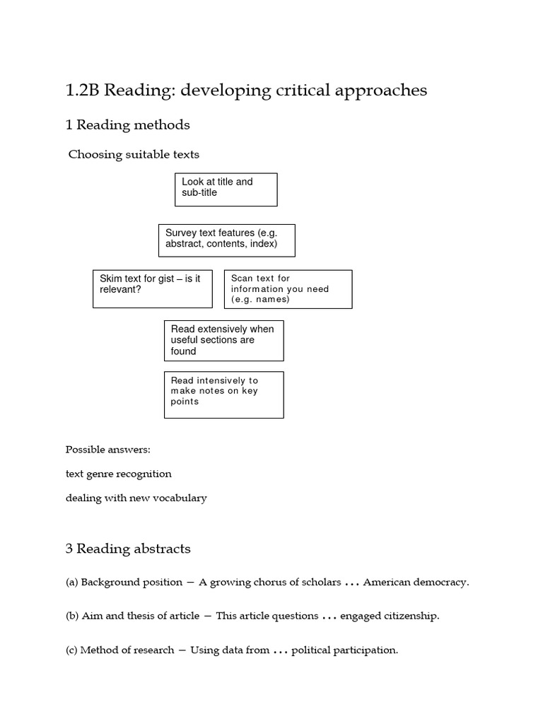 1.2B Reading: Developing Critical Approaches | PDF | Cognition