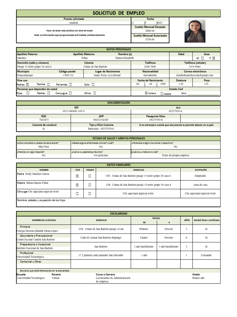 Formato Solicitud de Empleo Word ACTUALIZADO | PDF
