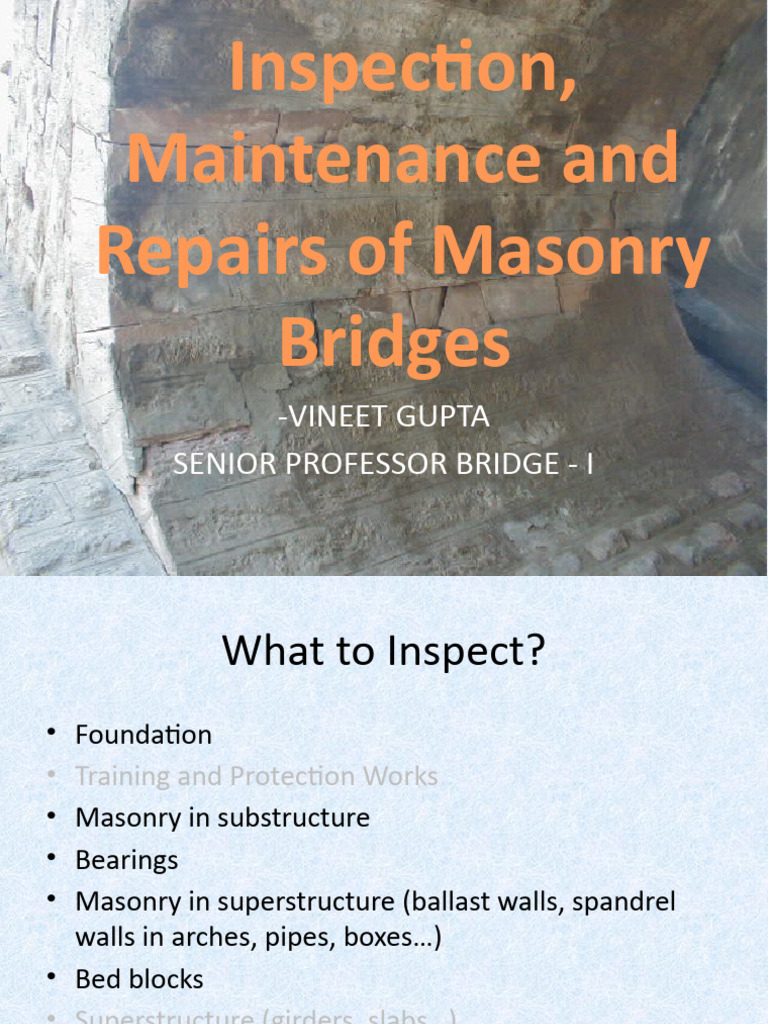 Masonary Bridges - Inspection & Maintenance | PDF