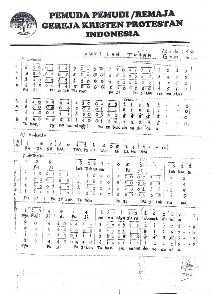 Koor - PUJILAH TUHAN | PDF