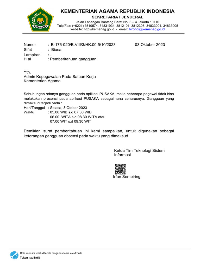 Perbaikan Surat Keterangan Absen Error (03102023) - Pagi - xuBntQ | PDF