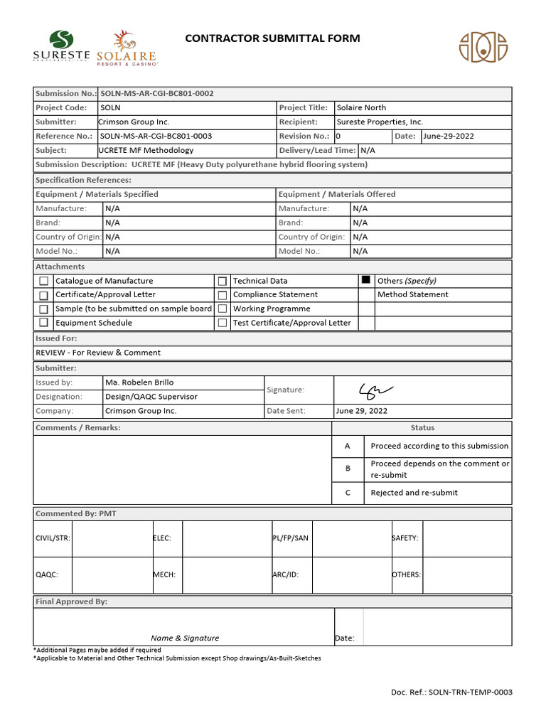 UCRETE MF Flooring Method Statement | PDF