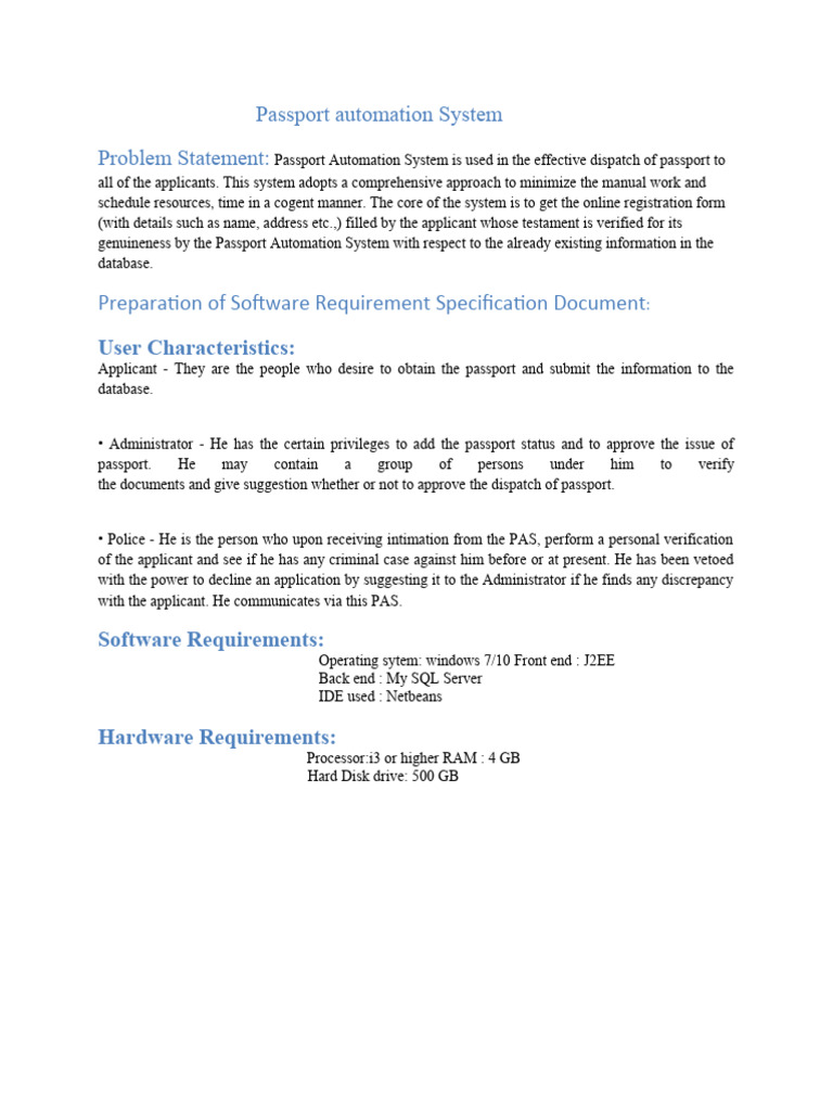 Passport Automation System | PDF