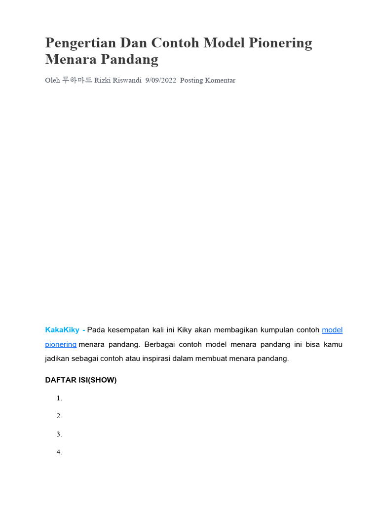Pengertian Dan Contoh Model Pionering Menara Pandang | PDF | Griya & Taman