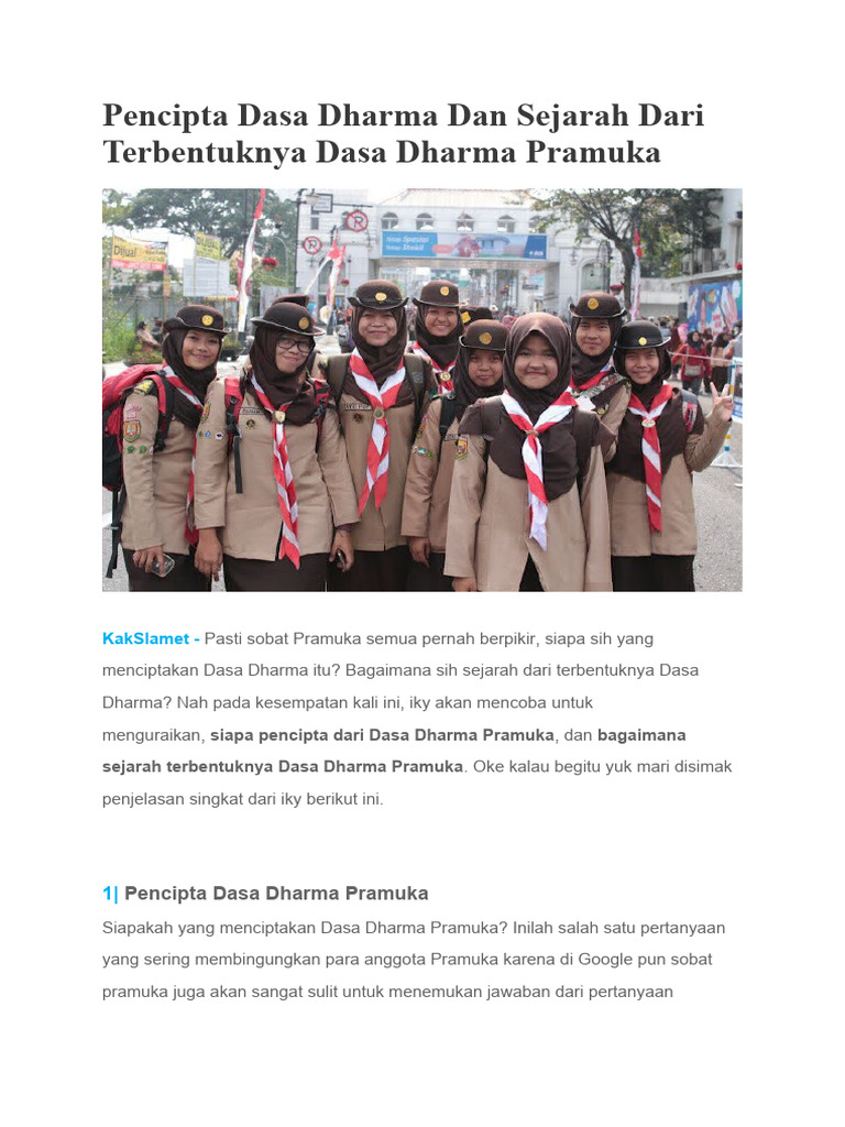 Pencipta Dasa Dharma Dan Sejarah Dari Terbentuknya Dasa Dharma Pramuka ...