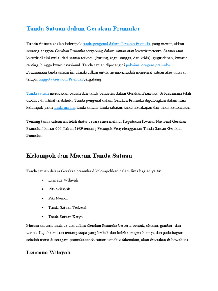 Tanda Satuan Dalam Gerakan Pramuka | PDF