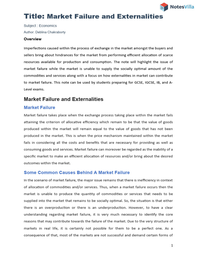 Market Failure and Externalities | Download Free PDF | Market ...