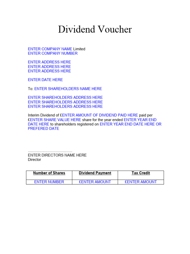 Dividend Voucher | PDF