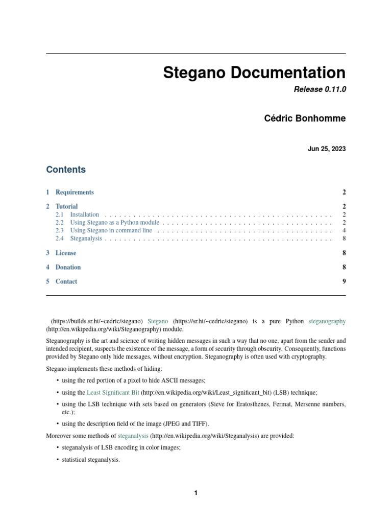 Stegano Readthedocs Io en Latest | PDF