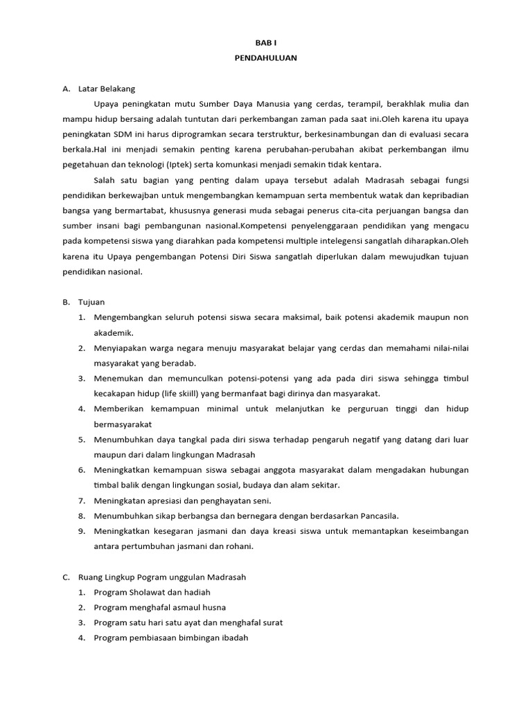 Program Unggulan Madrasah MTs Al-Barokah | PDF