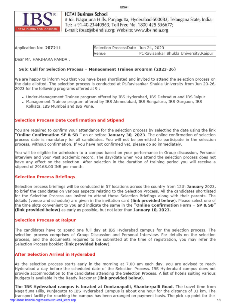 IBSAT_Call letter | PDF