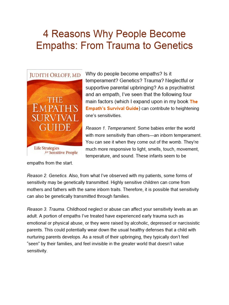 4 Reasons Why People Become Empaths Pdf Temperament Empathy
