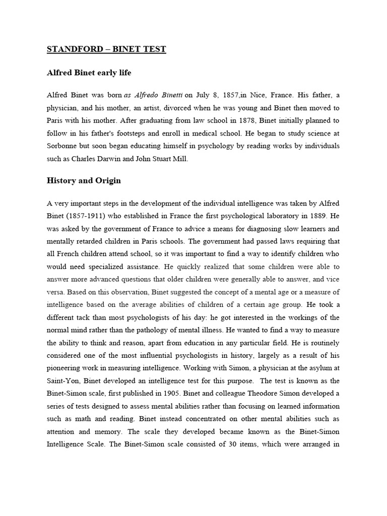 Standford Binet Test | PDF