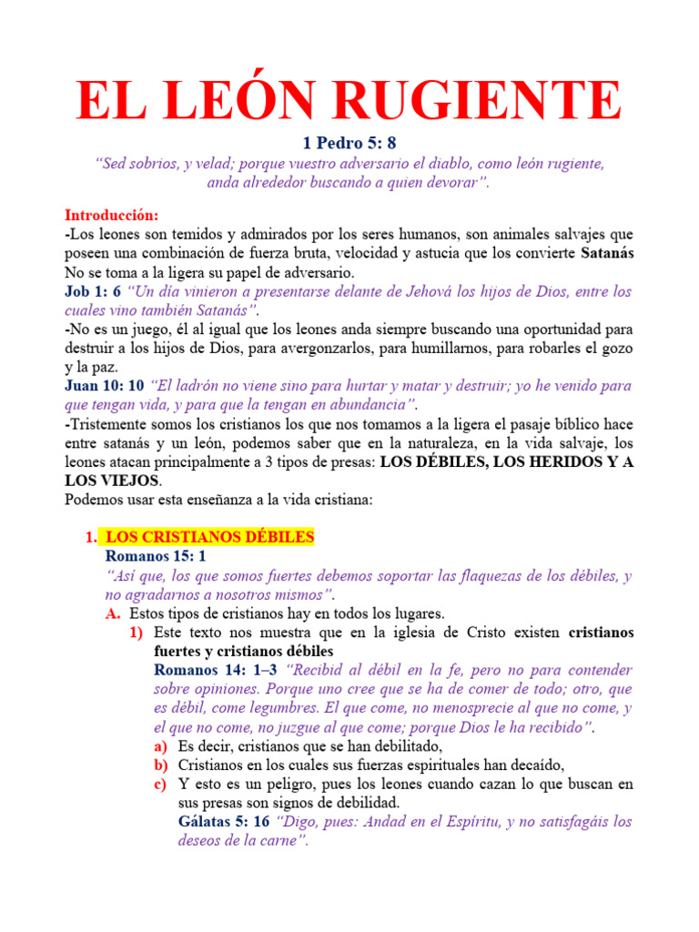 Cuidado Con El León Rugiente | PDF | Satán | Cristo (título)