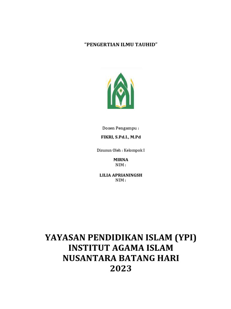212 Makalah Pengertian Ilmu Tauhid Pdf