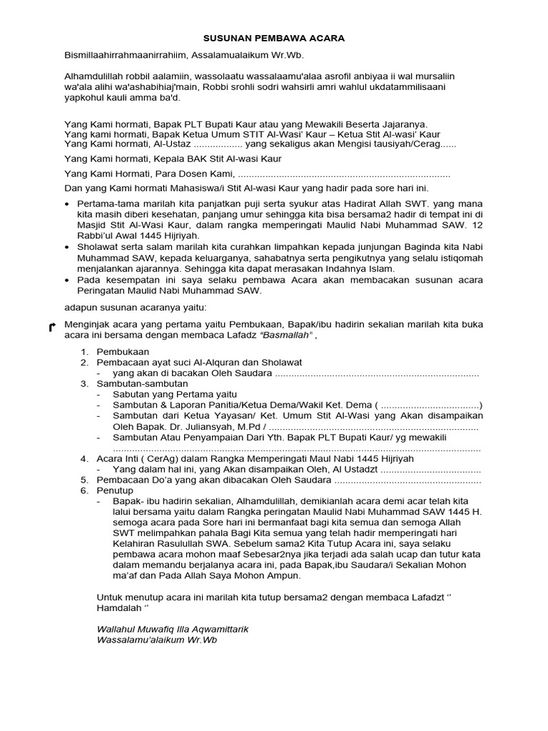 Susunan Pembawa Acara | PDF