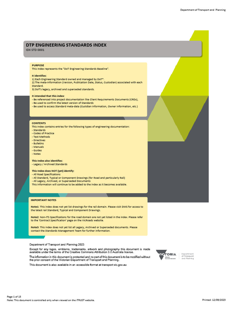 DTP Engineering Standards Index 2023 | PDF | Technology & Engineering