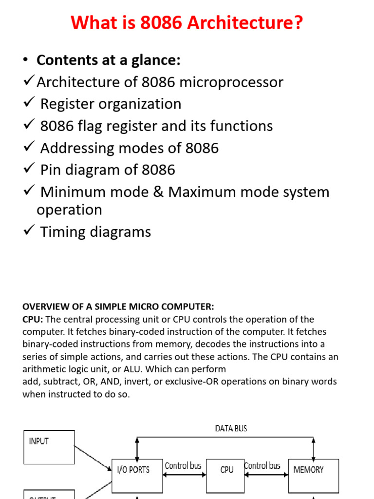 Overview of 8086 Microprocessor Architecture | PDF