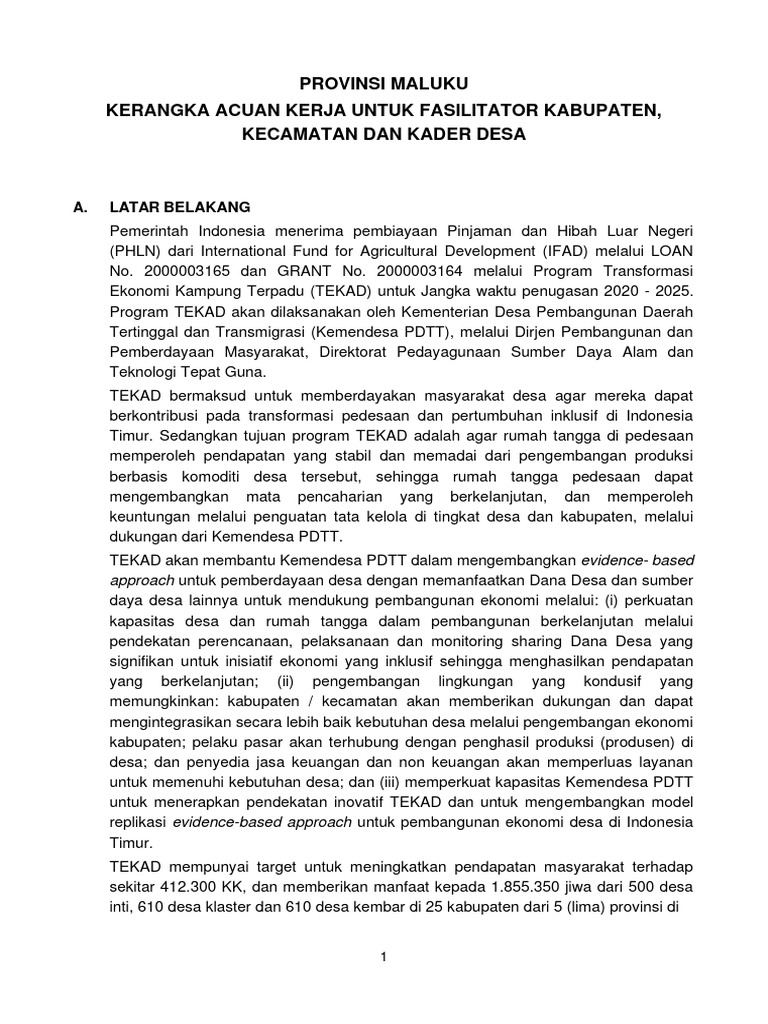 KAK Rekruitmen TEKAD Prov 2021 | PDF