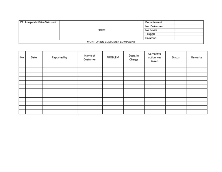 Monitoring Customer Complain | PDF