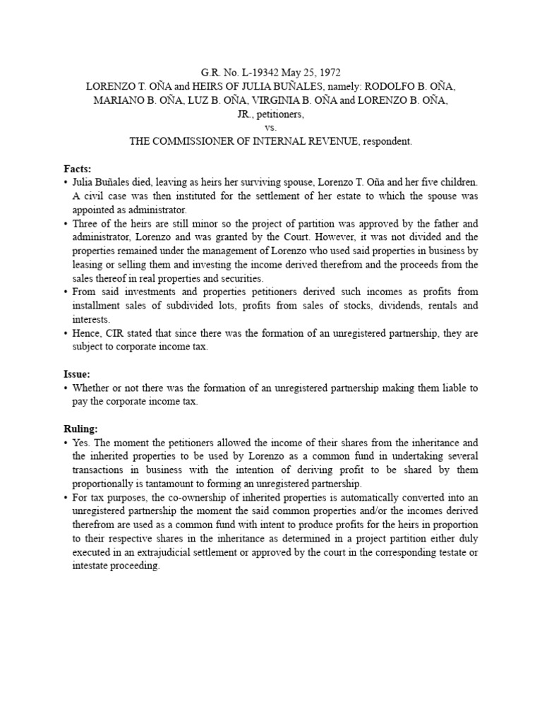 Oña Vs Commissioner of Internal Revenue | PDF