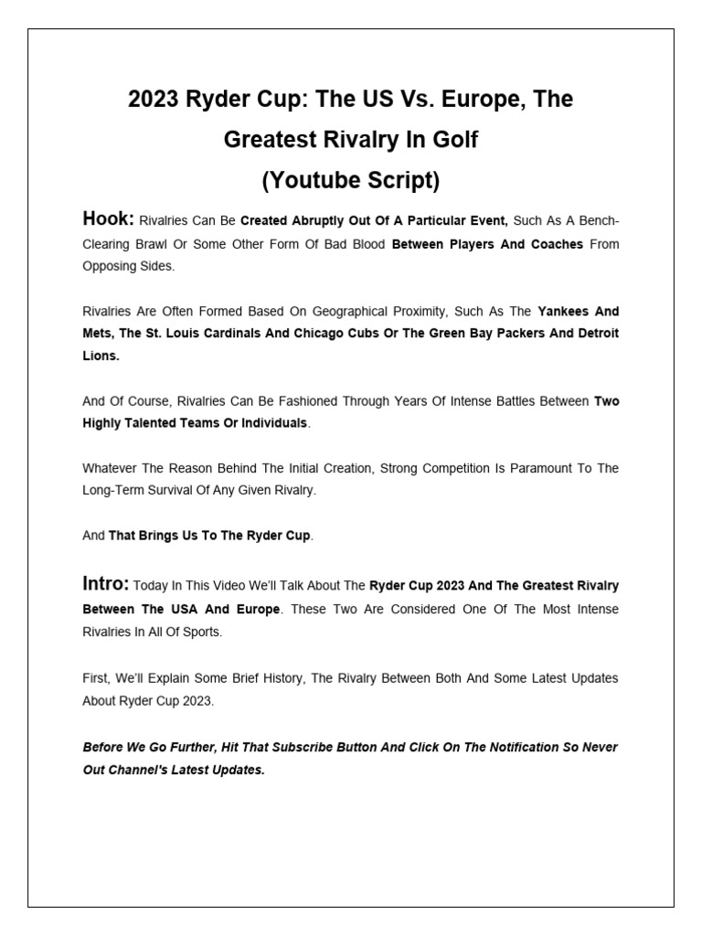 2023 Ryder Cup | PDF