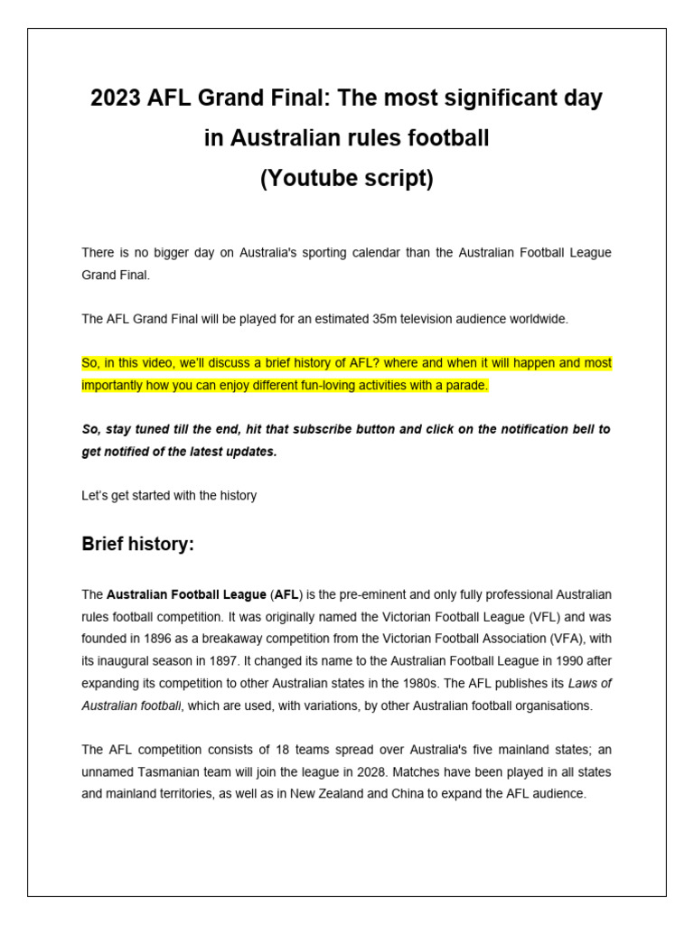 2023 AFL Grand Final | PDF