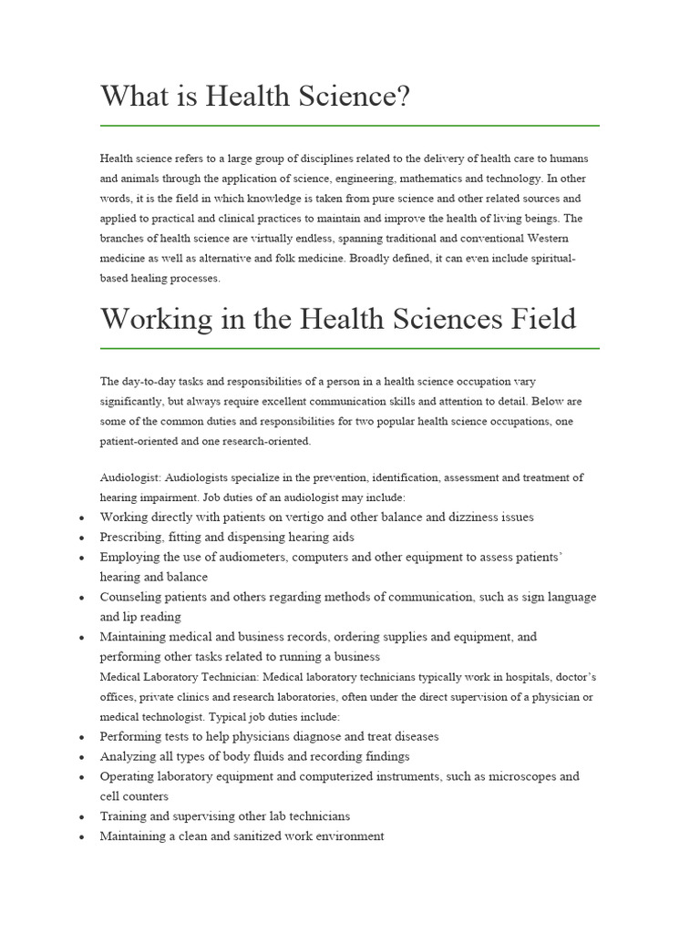 What is Health Science | PDF
