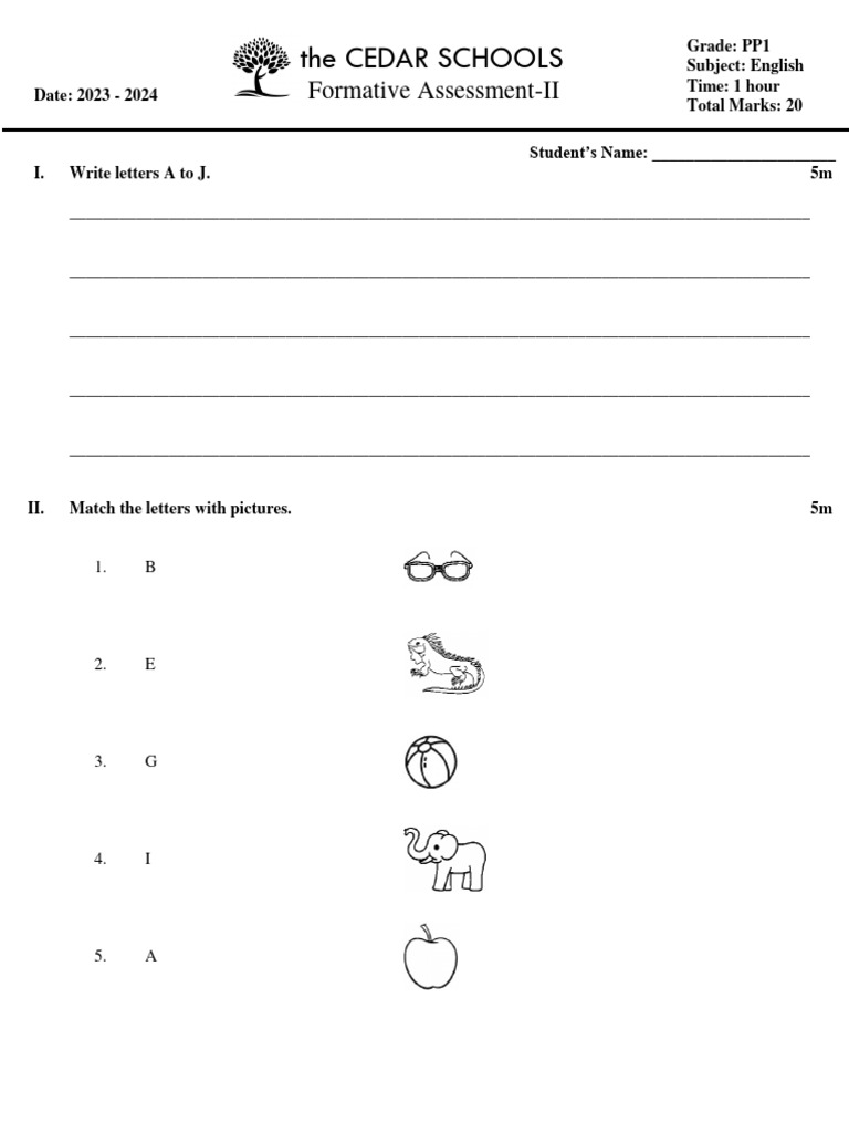 Grade PP1 - English | PDF