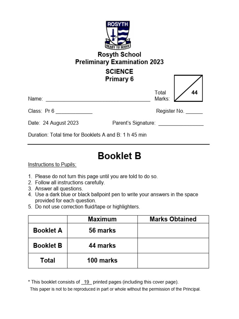 2023 P6 STD Sci Prelim Booklet B | PDF