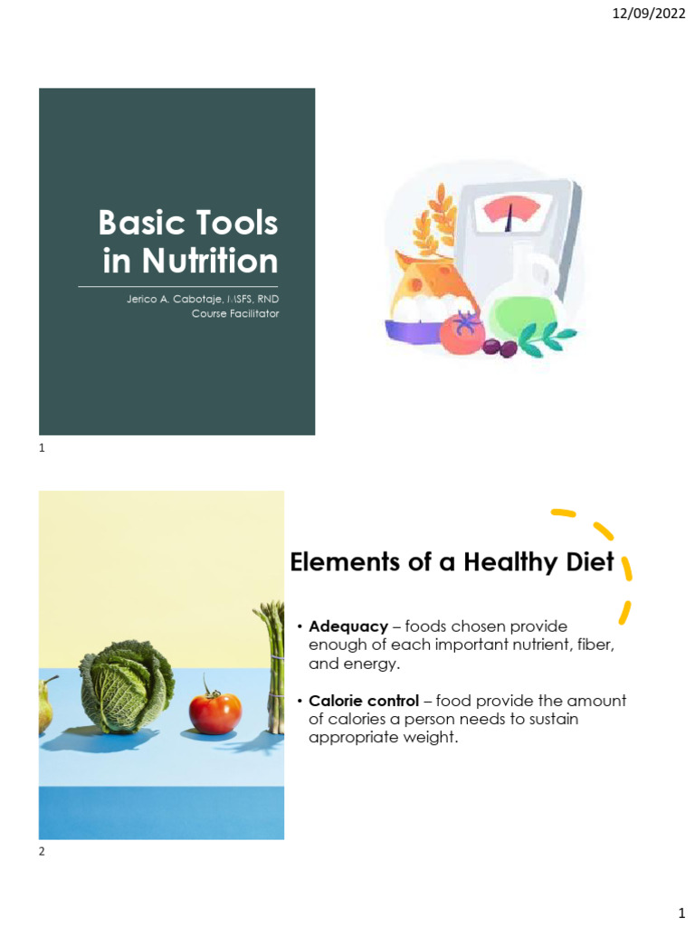 Handouts - Unit 1 - Basic Tools in Nutrition | PDF
