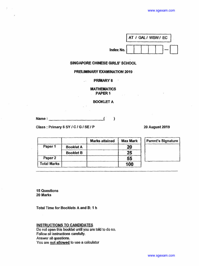 2019 P6 Maths Sa2 Scgs Pdf