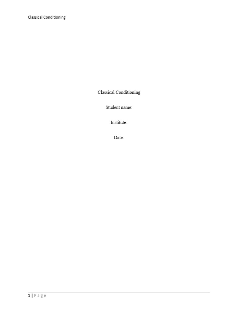 Classical Conditioning. | PDF