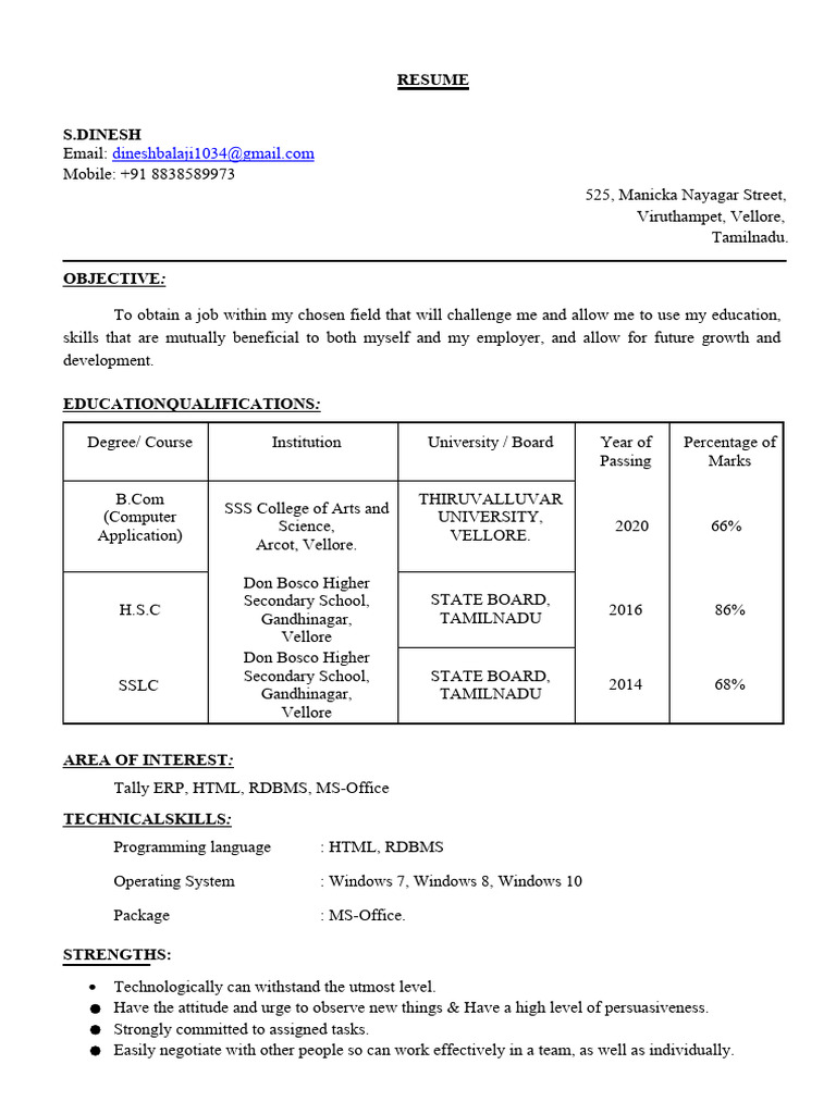 Dinesh Resume | PDF