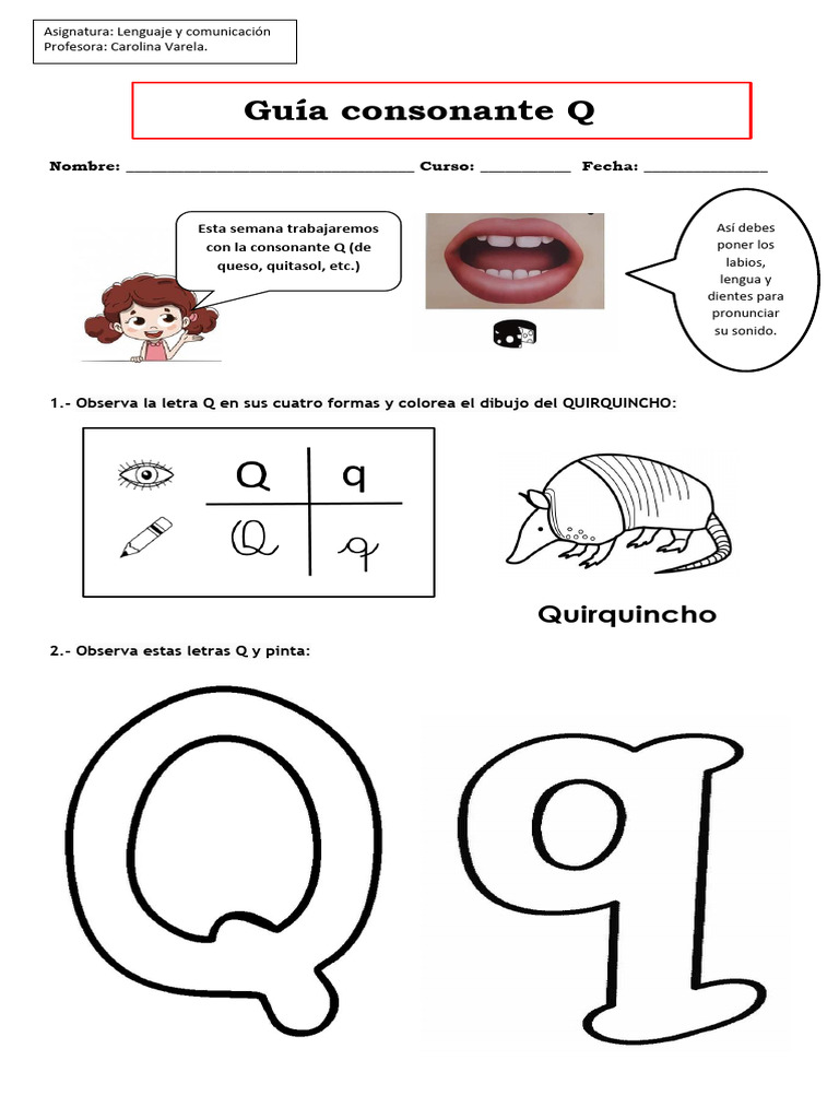 Guía Consonante Q | PDF