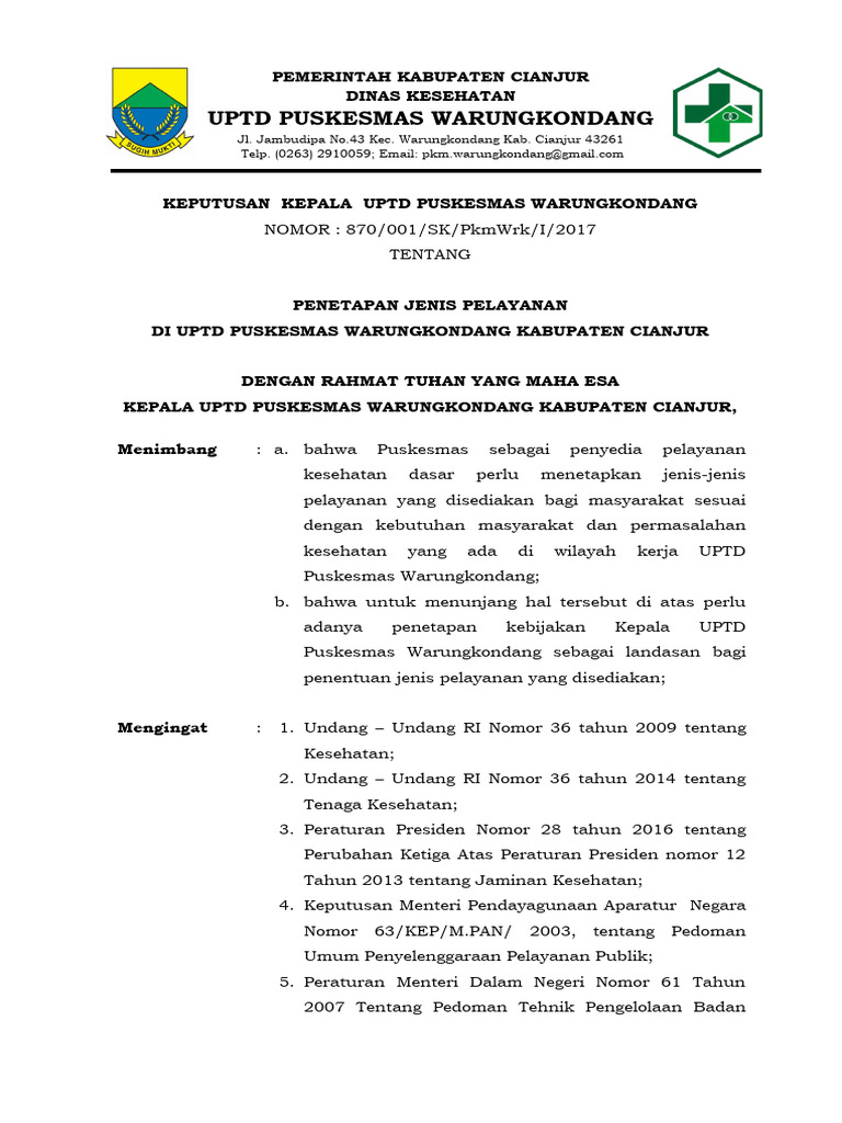 1 SK Jenis Pelayanan | PDF