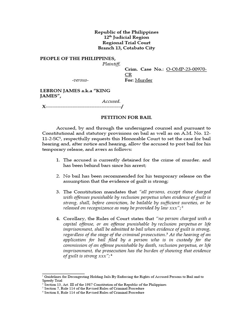 Motion To Post Bail Rago | PDF