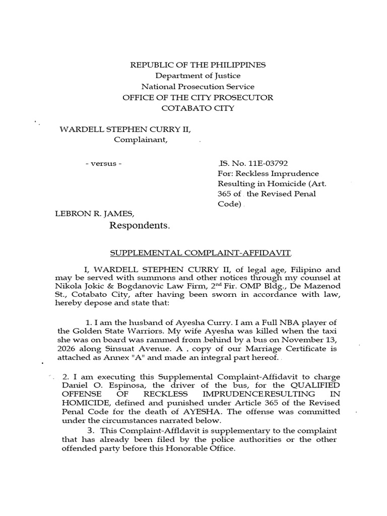 Supplemental Complaint Affidavit | PDF