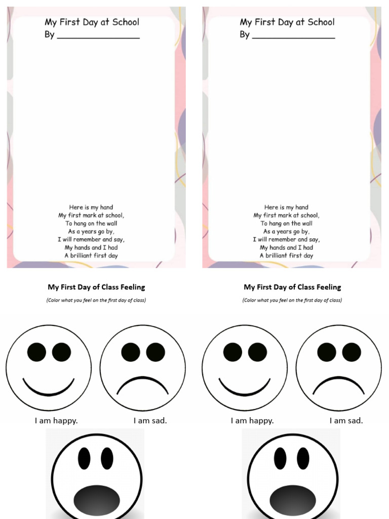 First Day Class Emotions Coloring | PDF
