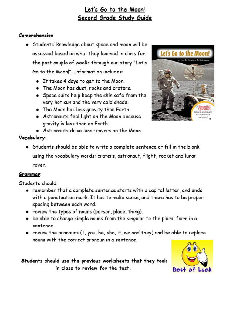Let's Go To The Moon! Study Guide.2022-23 | PDF | Science & Mathematics