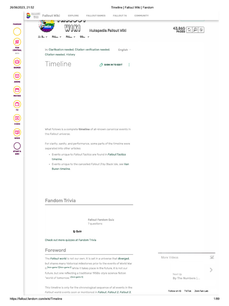 Fallout Timeline | PDF