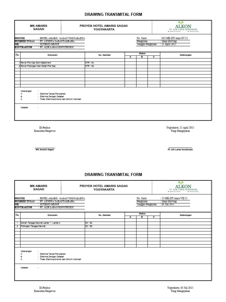 Drawing Transmital Form | PDF