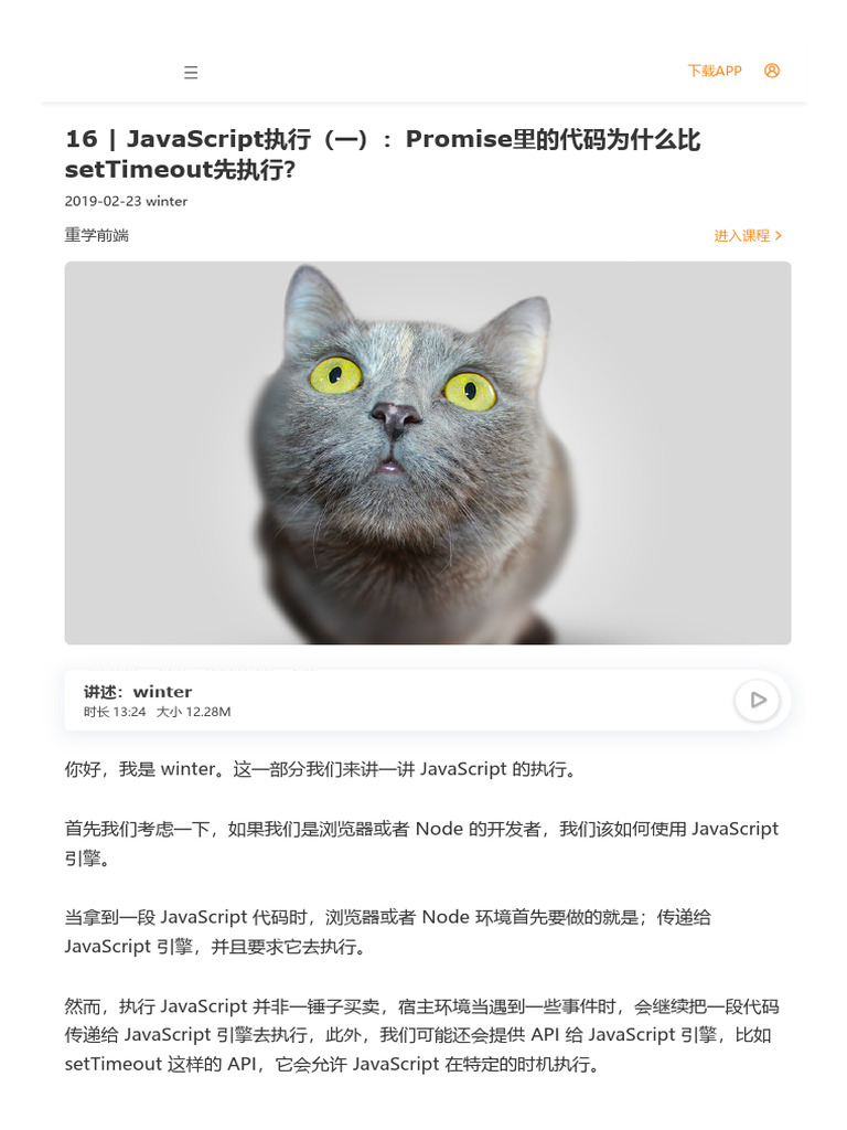 16丨javascript执行（一）：promise里的代码为什么比settimeout先执行？ Pdf 
