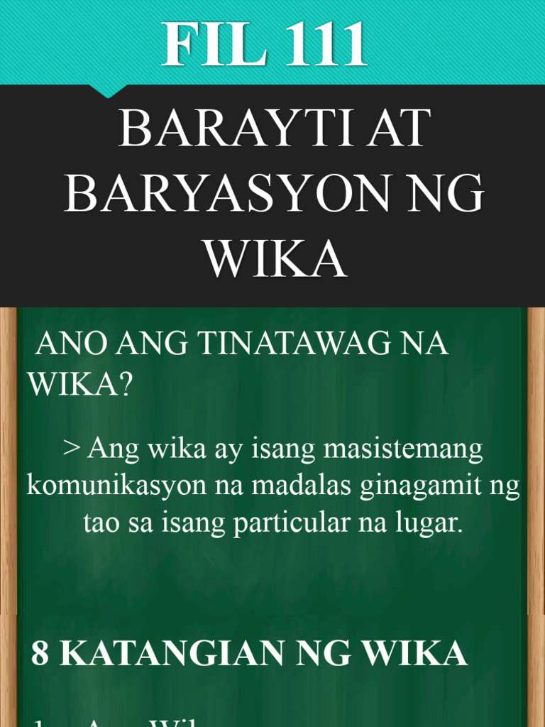 FIL 111 Barayti at Basyashon NG Wika | PDF