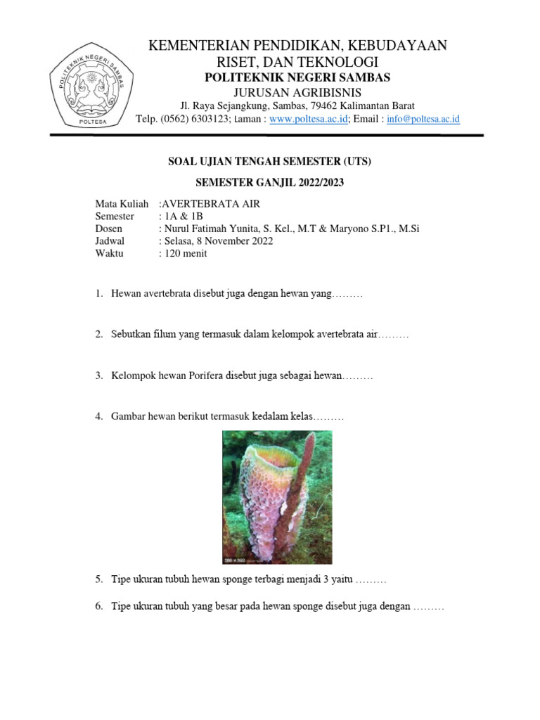 Uts Avertevrata Air 2022-2023 | PDF