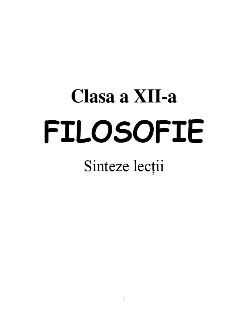 Sinteze lecții Filosofie - partea I | PDF