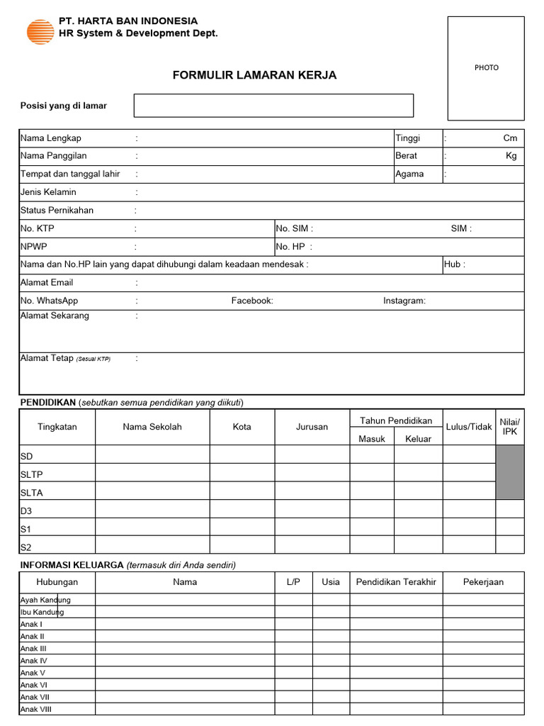 Form Aplikasi Pelamar - 2023 | PDF