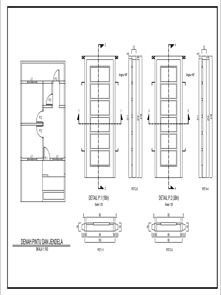 Denah Rencana Kusen Dan Detail Pintu Jendela | PDF