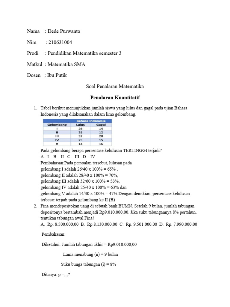 Soal Utbk Mat Dede P | PDF